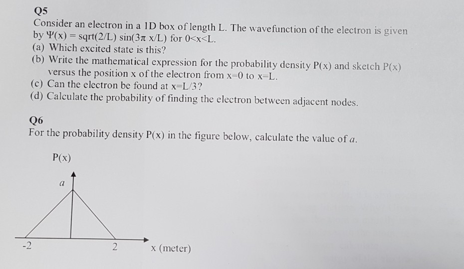Solved Consider an electron in a 1D box of length L. The | Chegg.com