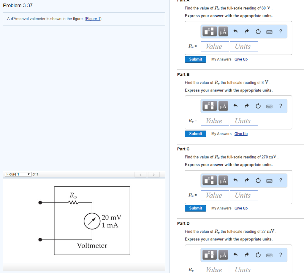 Solved A d'Arsonval voltmeter is shown in the figure. Find | Chegg.com