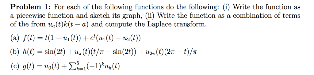 Solved Problem 1: For each of the following functions do the | Chegg.com