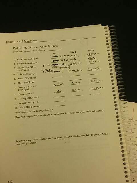 Solved Laboratory 12 Report Sheet Part B. Titration of an | Chegg.com