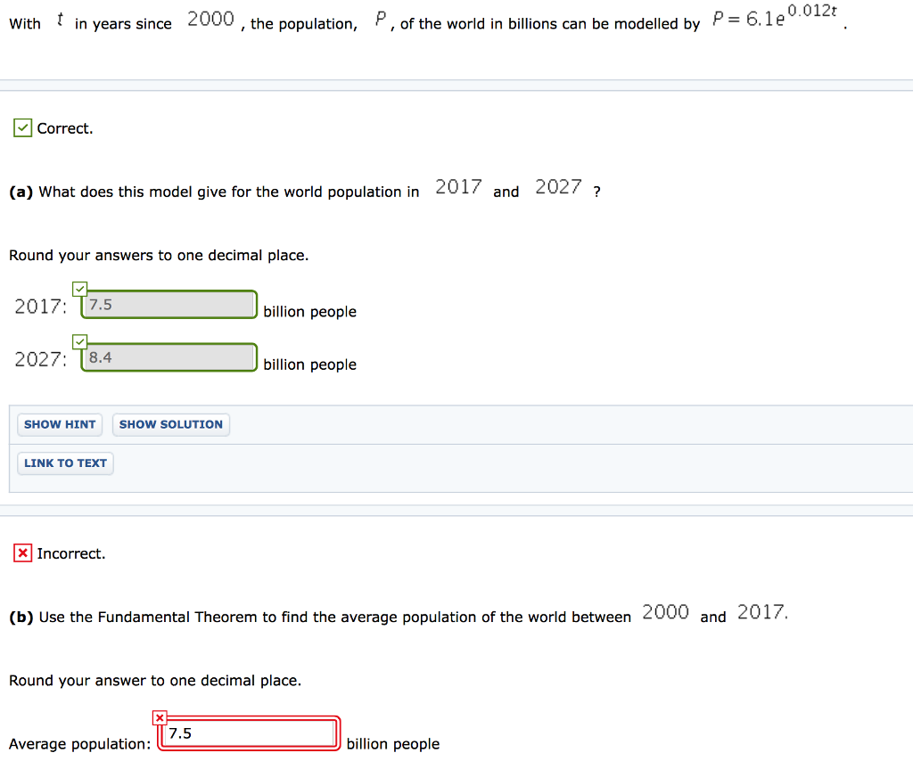Solved With t in years since 2000, the population, P, of the | Chegg.com