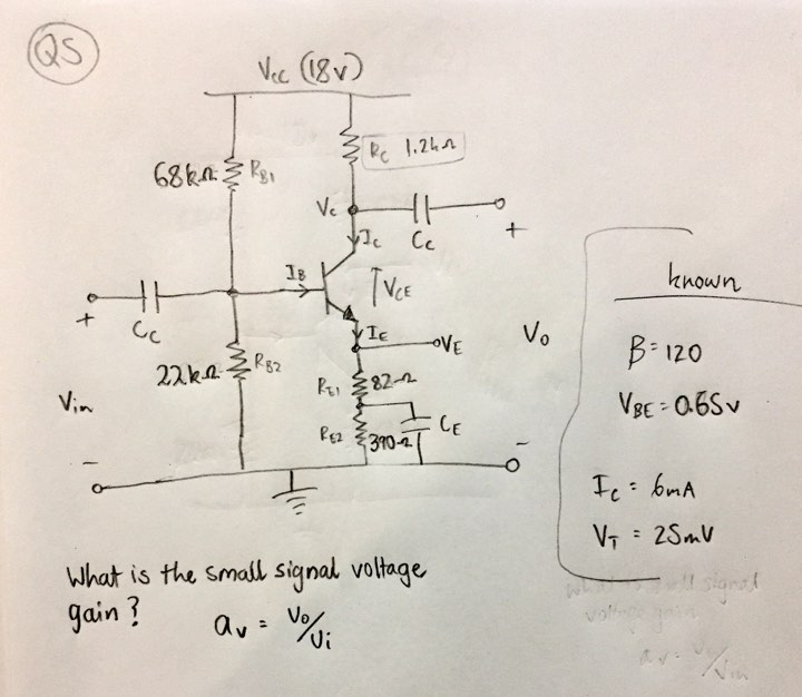 Solved How do I find the small signal voltage gain from this | Chegg.com