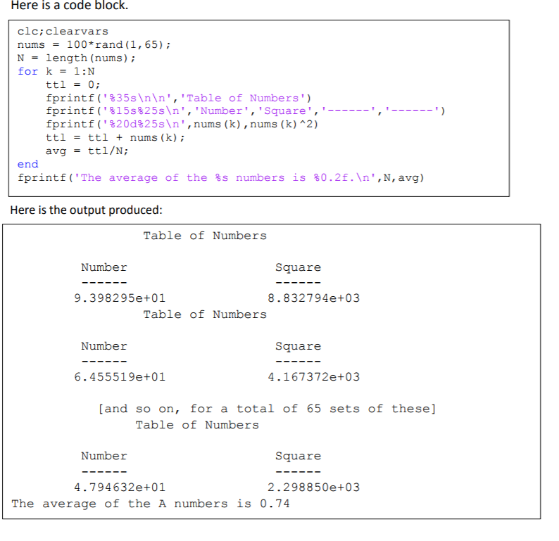 Solved Here is a code block clc:;clearvars nums = 100*rand | Chegg.com