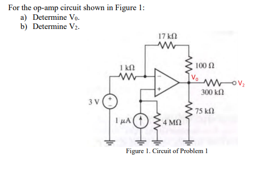Solved For the op-amp circuit shown in Figure 1: a) | Chegg.com