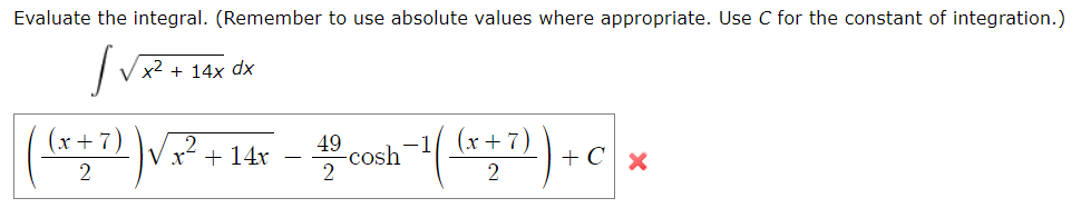 Solved Evaluate the integral. (Remember to use absolute | Chegg.com