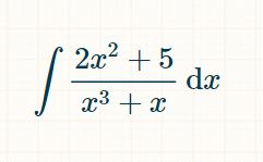 Solved integral 2x^2 + 5/x^3 + x dx | Chegg.com