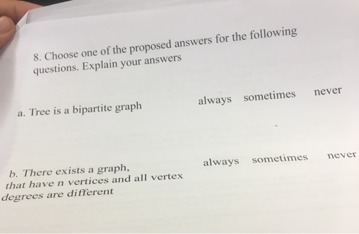 Solved Choose one of the proposed answers for the following | Chegg.com