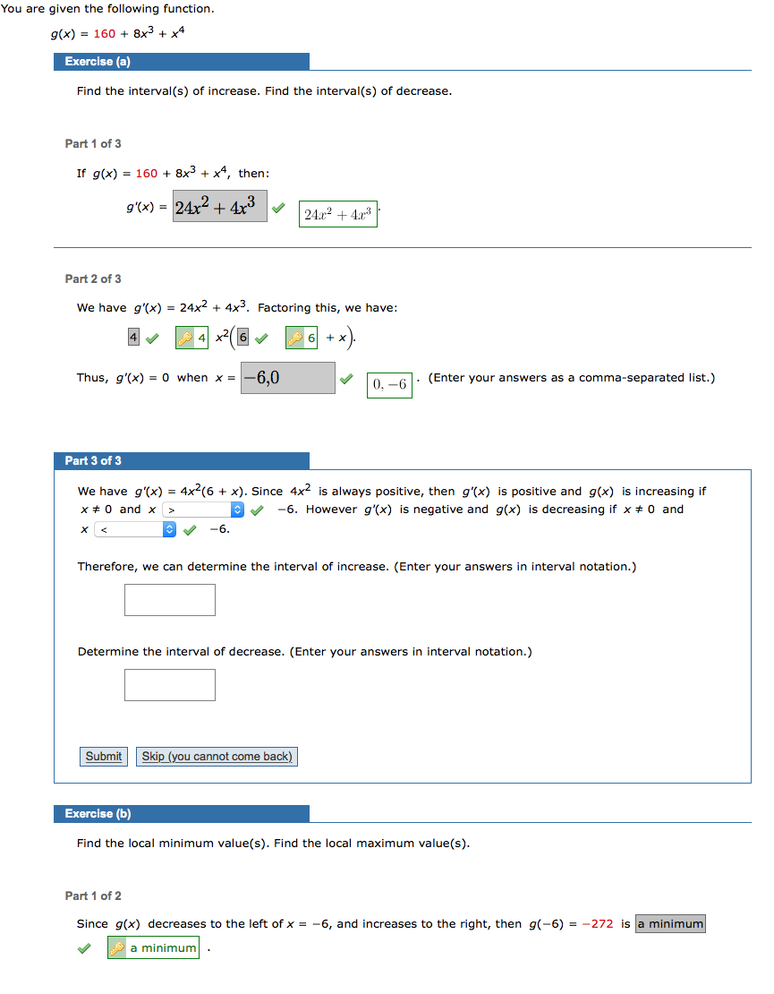 Solved You are given the following function g(x) = 160 + 8x3 | Chegg.com