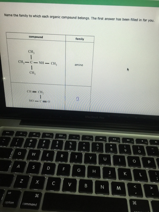 Solved Name the family to which each organic compound | Chegg.com