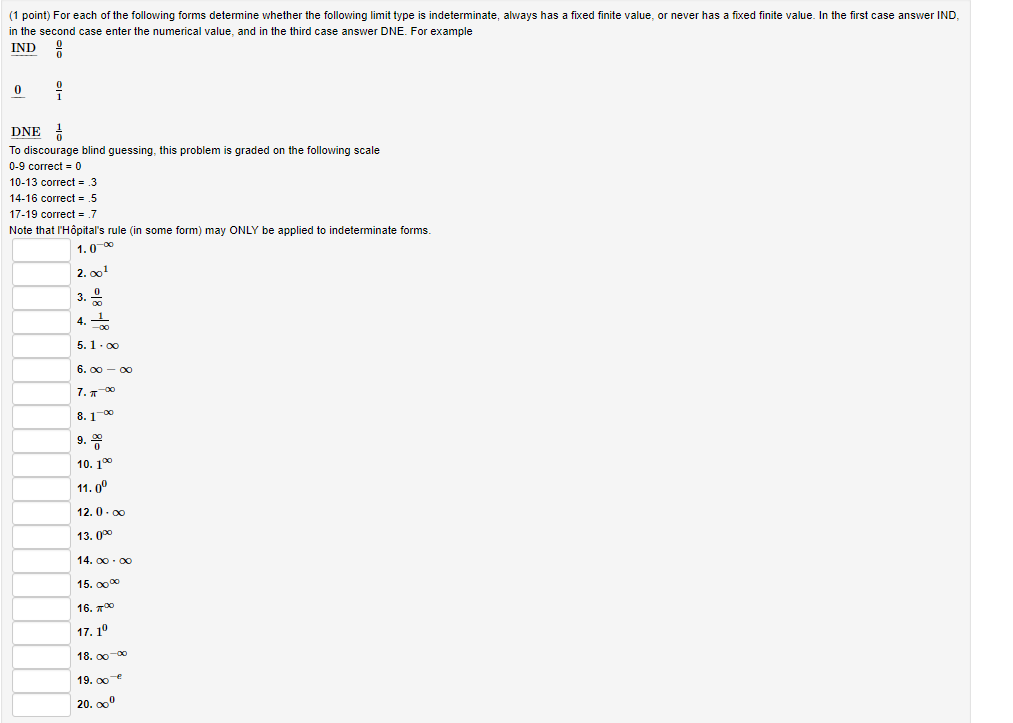 Solved (1 point) For each of the following forms determine | Chegg.com