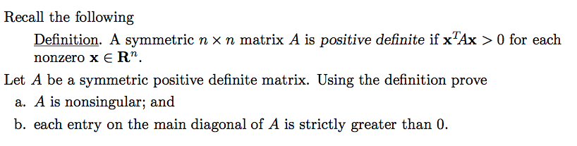 Solved Definition. A symmetric n times n matrix A is | Chegg.com
