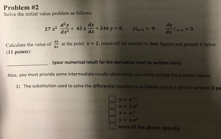 Solved Problem #2 Solve the initial value problem as | Chegg.com