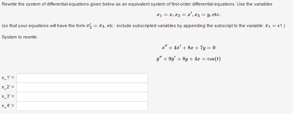 Solved Rewrite the system of differential equations given | Chegg.com