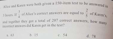 Solved Alice and Karen were both given a 150-item test to be | Chegg.com