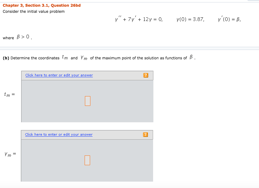 Solved Consider the initial value problem y" + 7y' + 12y = | Chegg.com