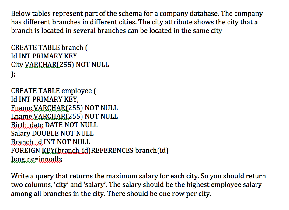 Solved Below tables represent part of the schema for a | Chegg.com