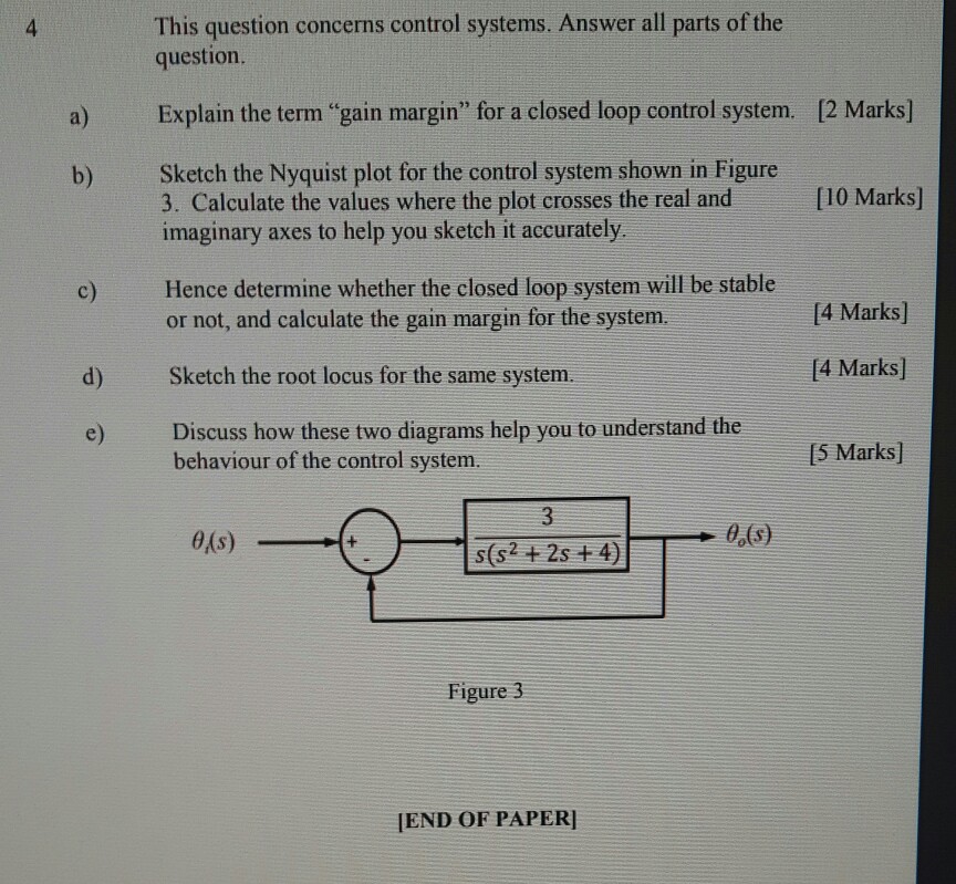 Solved This question concerns control systems. Answer all | Chegg.com