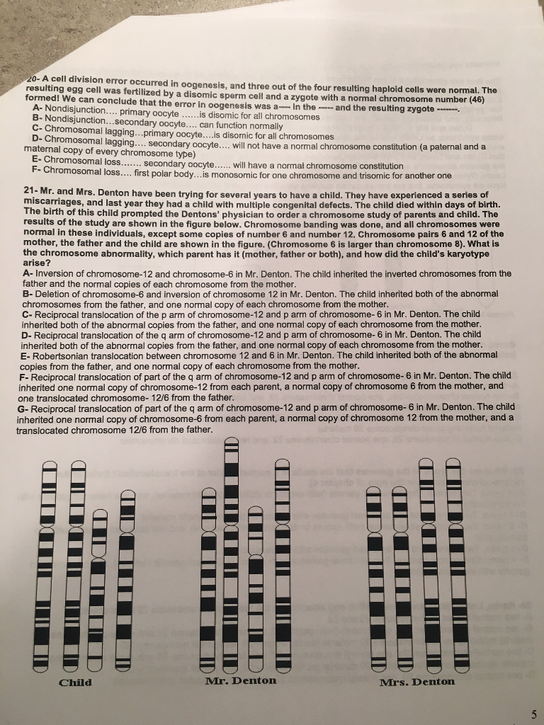 Solved o- A cell division error occurred in oogenesis, and | Chegg.com