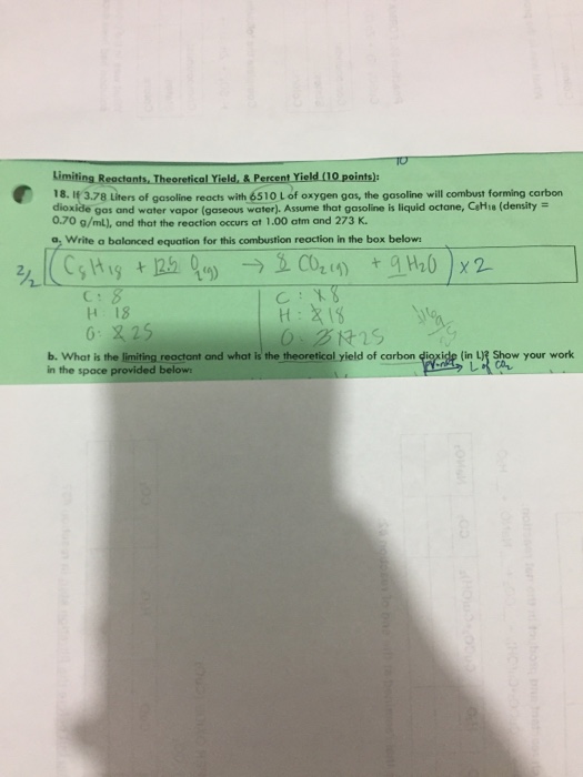 Solved Limiting Reactants Theoretical Yield, & Percent Yield | Chegg.com