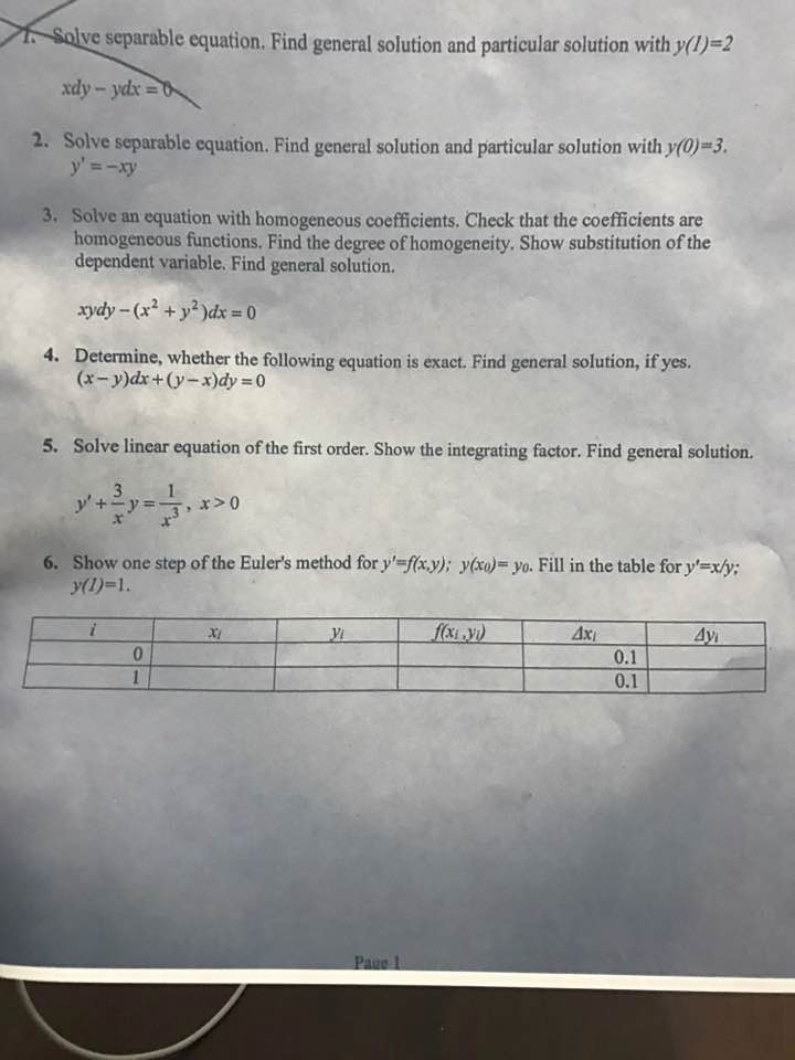 Solved Solve Separable Equation Find General Solution And