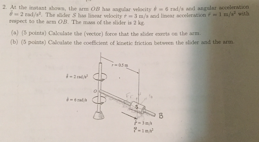Solved At the instant shown, the arm OB has angular velocity | Chegg.com