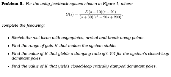 For the unity feedback system shown in Figure 1. | Chegg.com