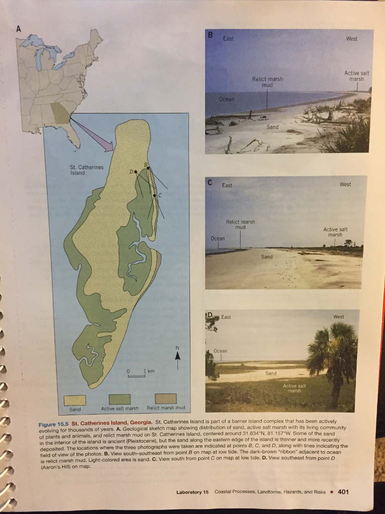 Solved East West Active salt marsh Relict marsh mud Sand St. | Chegg.com