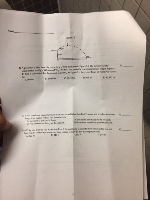 Solved A projectile is fired from the origin (at y = 0 m) | Chegg.com