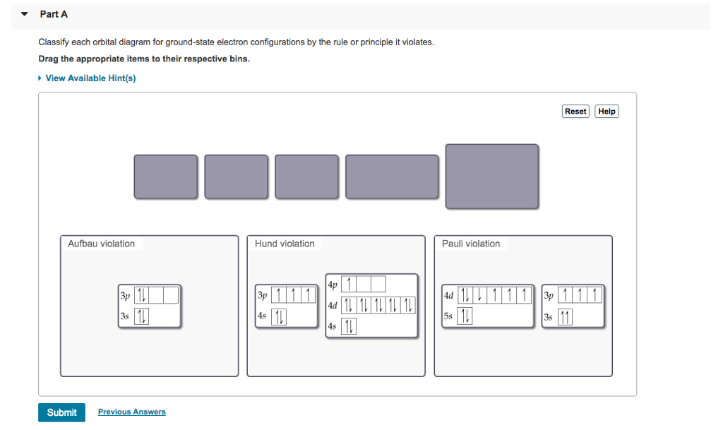 Solved ? Part A Classify each orbital diagram for | Chegg.com