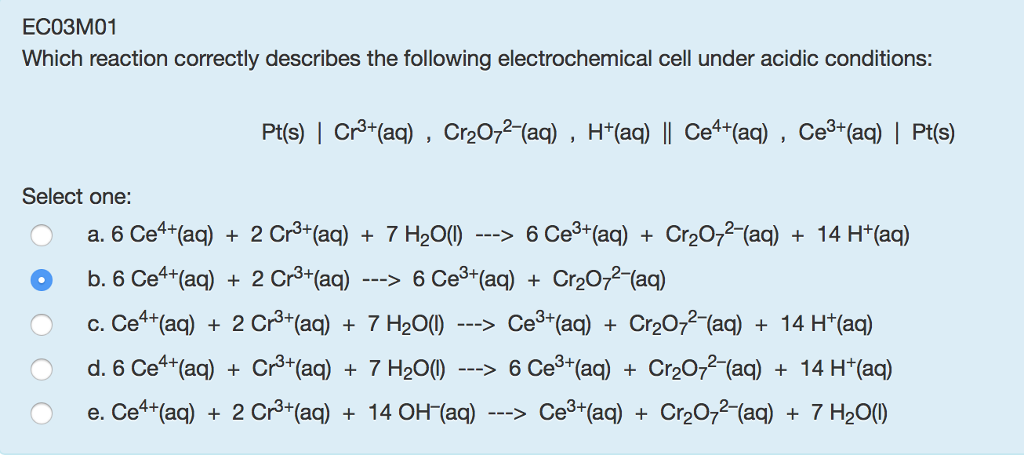 Solved ECO3M01 Which reaction correctly describes the | Chegg.com