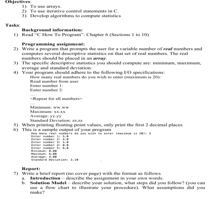 Solved To use arrays. 2) To use iterative control statements | Chegg.com