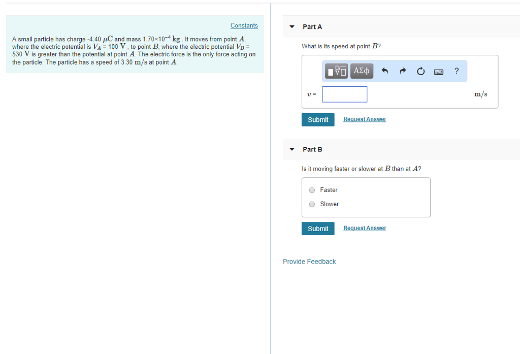Solved Constants Part A A small particle has charge-440 μC | Chegg.com