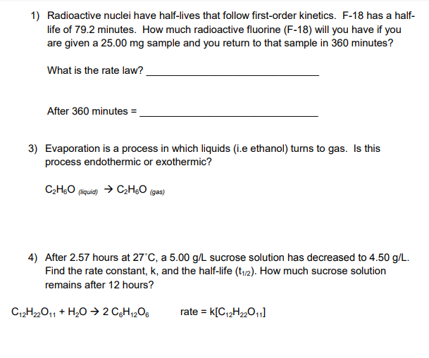 Solved 1) Radioactive nuclei have half-lives that follow | Chegg.com