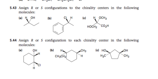 Solved 5.43 Assign R or S con gurations to the chirality | Chegg.com