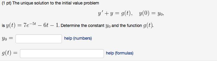 Solved The Unique Solution To The Initial Value Problem Y