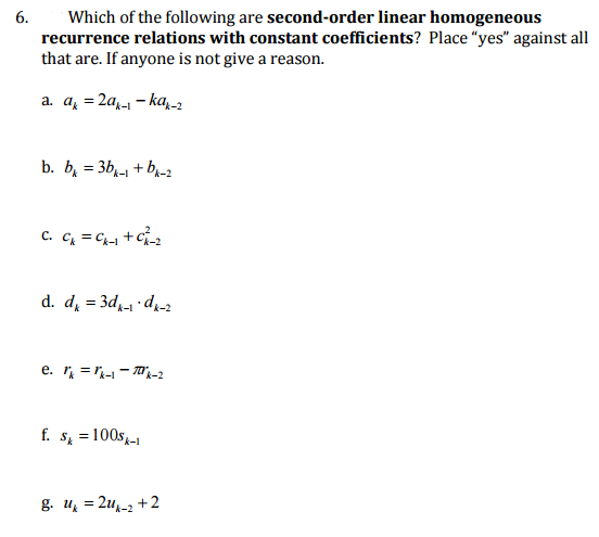 Solved Which of the following are second-order linear | Chegg.com