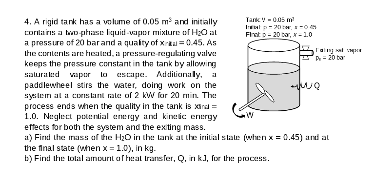 Solved A rigid tank has a volume of 0.05 m^3 and initially | Chegg.com