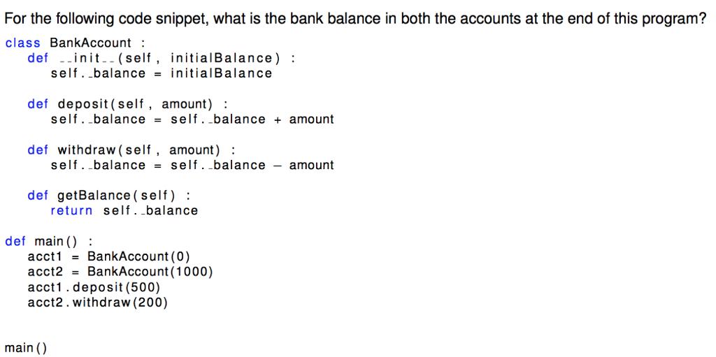 Solved For the following code snippet, what is the bank | Chegg.com