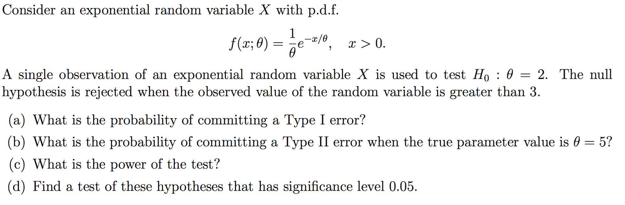 Solved Consider an exponential random variable X with p.d.f. | Chegg.com