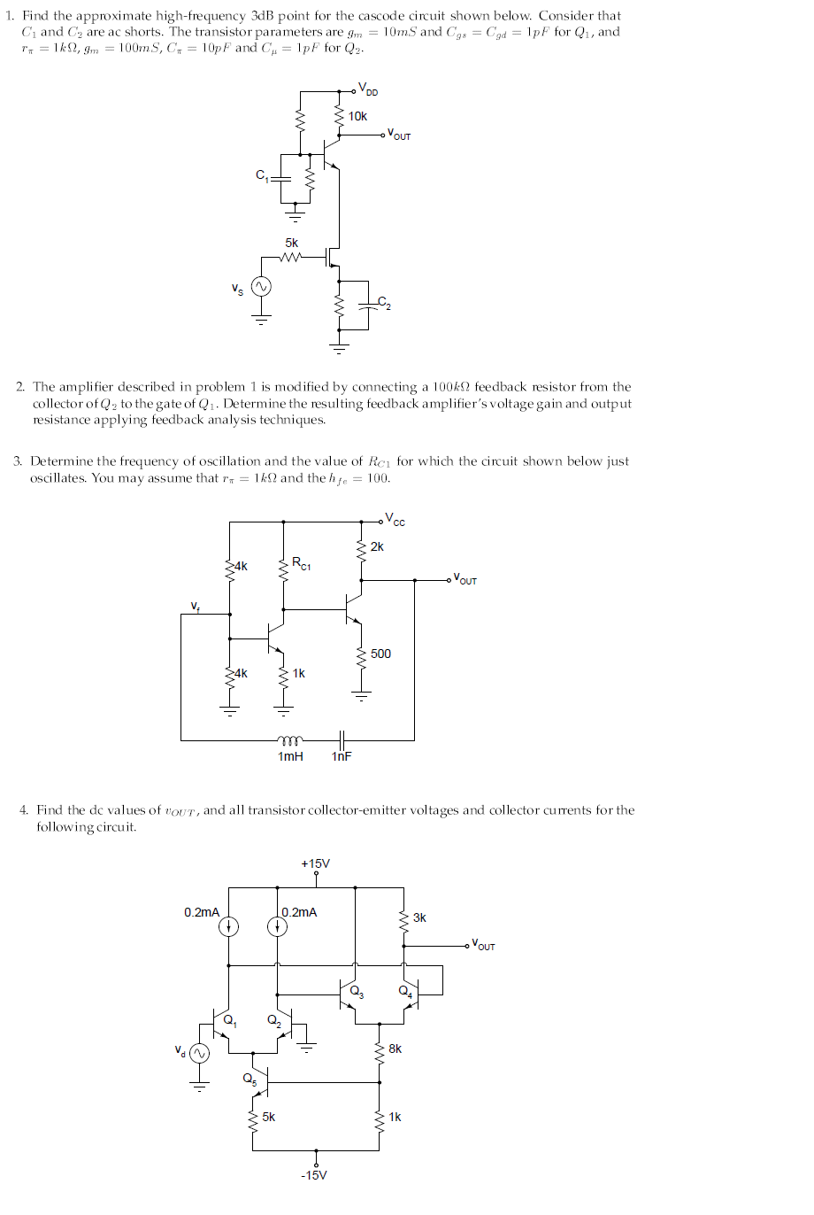 Solved Find the approximate high-frequency 3dB point for the | Chegg.com