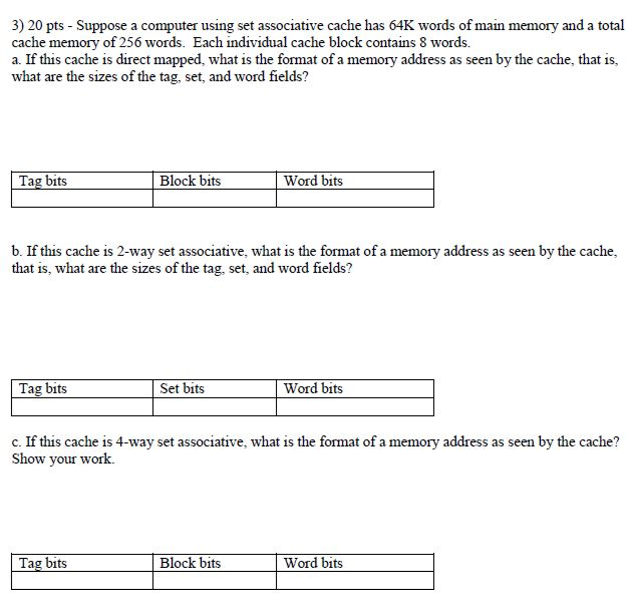 Suppose a computer using set associative cache has | Chegg.com