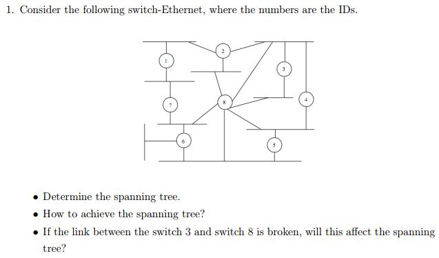 Solved 1. Consider the following switch-Ethernet, where the | Chegg.com