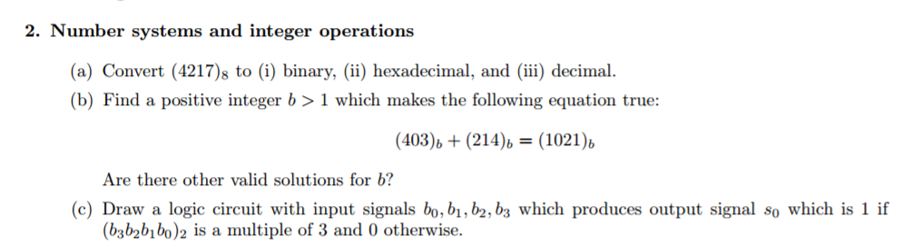 Solved Number systems and integer operations (a) Convert | Chegg.com