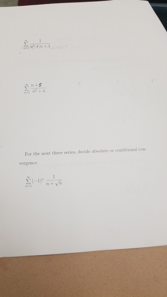 Solved I n For the next three series, decide absolute or | Chegg.com