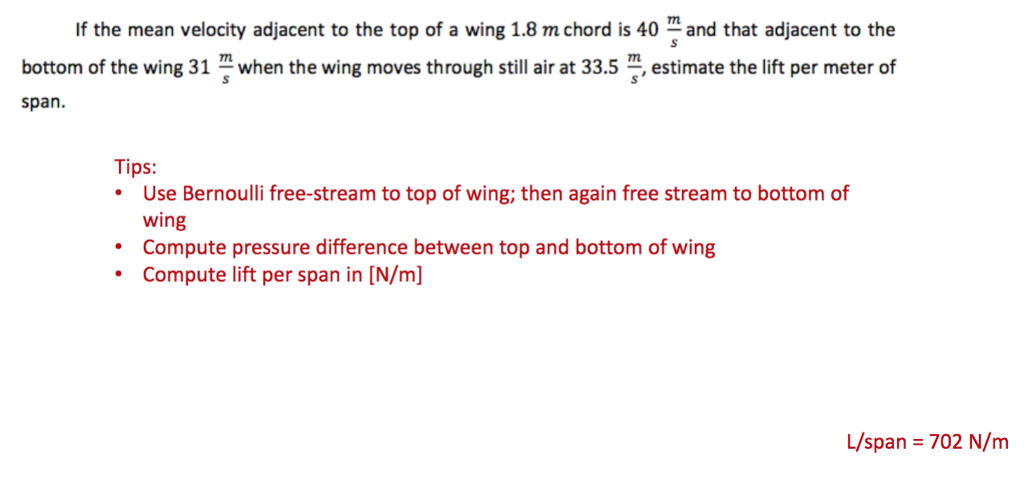 Solved If the mean velocity adjacent to the top of a wing | Chegg.com