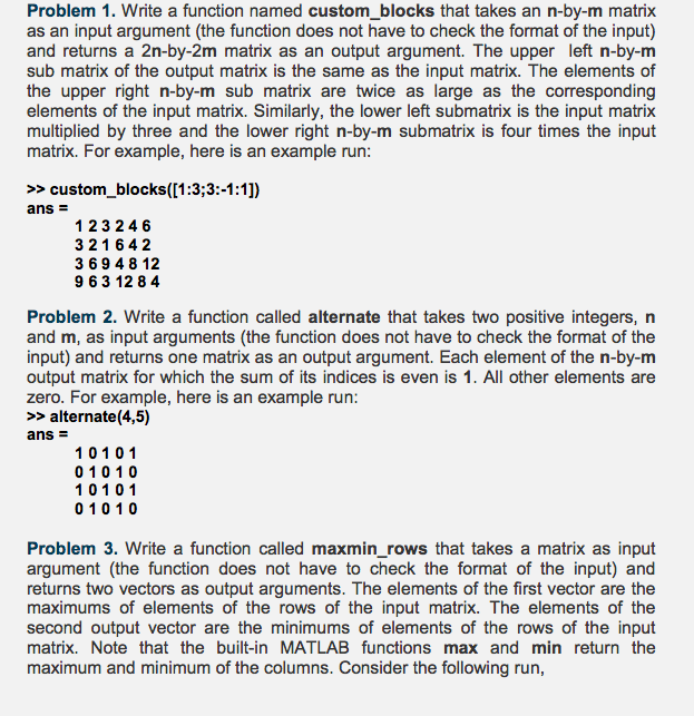 Problem 1. Write a function named custom_blocks that | Chegg.com