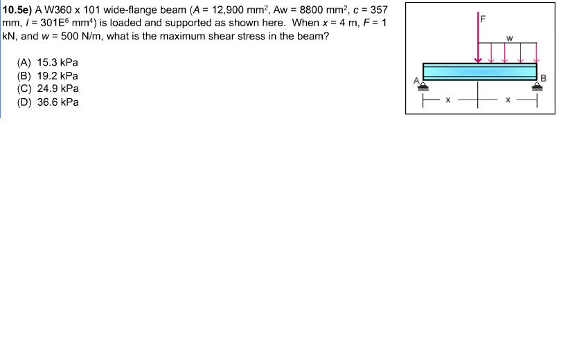 A W360 x 101 wide-flange beam (A = 12,900 mm2. Aw = | Chegg.com