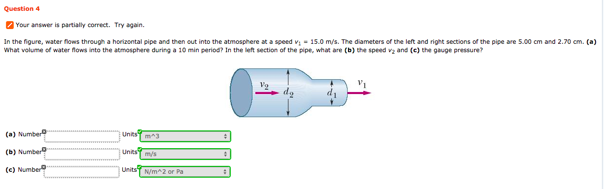 Solved In the figure, water flows through a horizontal pipe | Chegg.com