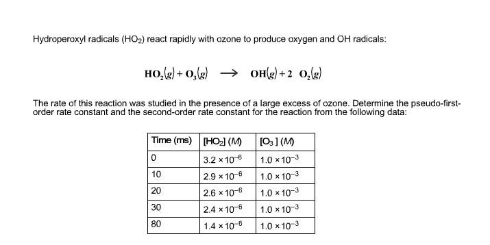Solved Hydroperoxyl radicals (HO2) react rapidly with ozone | Chegg.com