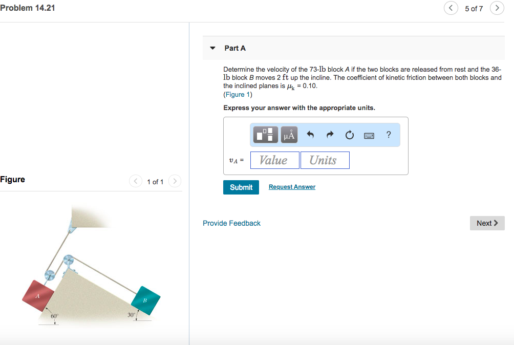 Solved Problem 14.21 Part A Determine the velocity of the | Chegg.com